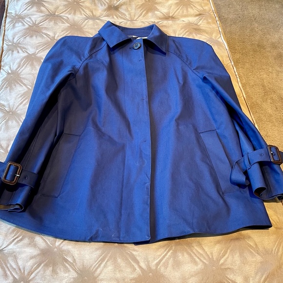 Prada | Jackets & Coats | Prada Blue Jacket With Leather Buckles | Poshmark
